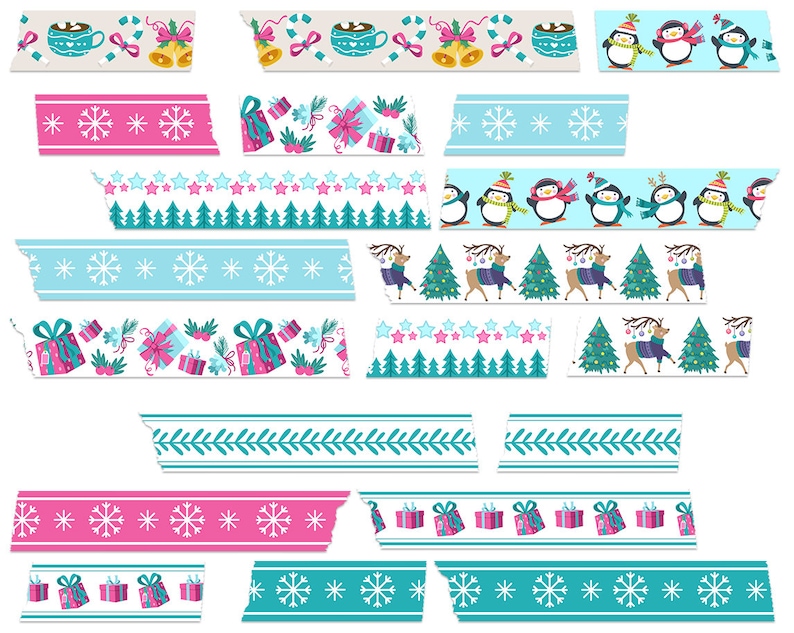 Decorative Christmas Washi Tapes Set Digital Clip Art For | Etsy