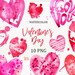 Watercolor Heart Clipart PNG Valentine Day Clip Art Red - Etsy