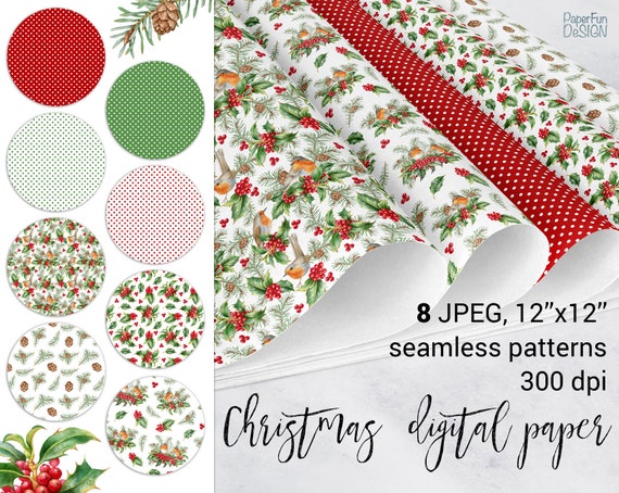 Christmas Digital Wrapping Paper Holiday Seamless Pattern | Etsy
