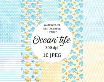 Nautical Digital Scrapbook Paper. Blue Sea Water Weaves | Etsy