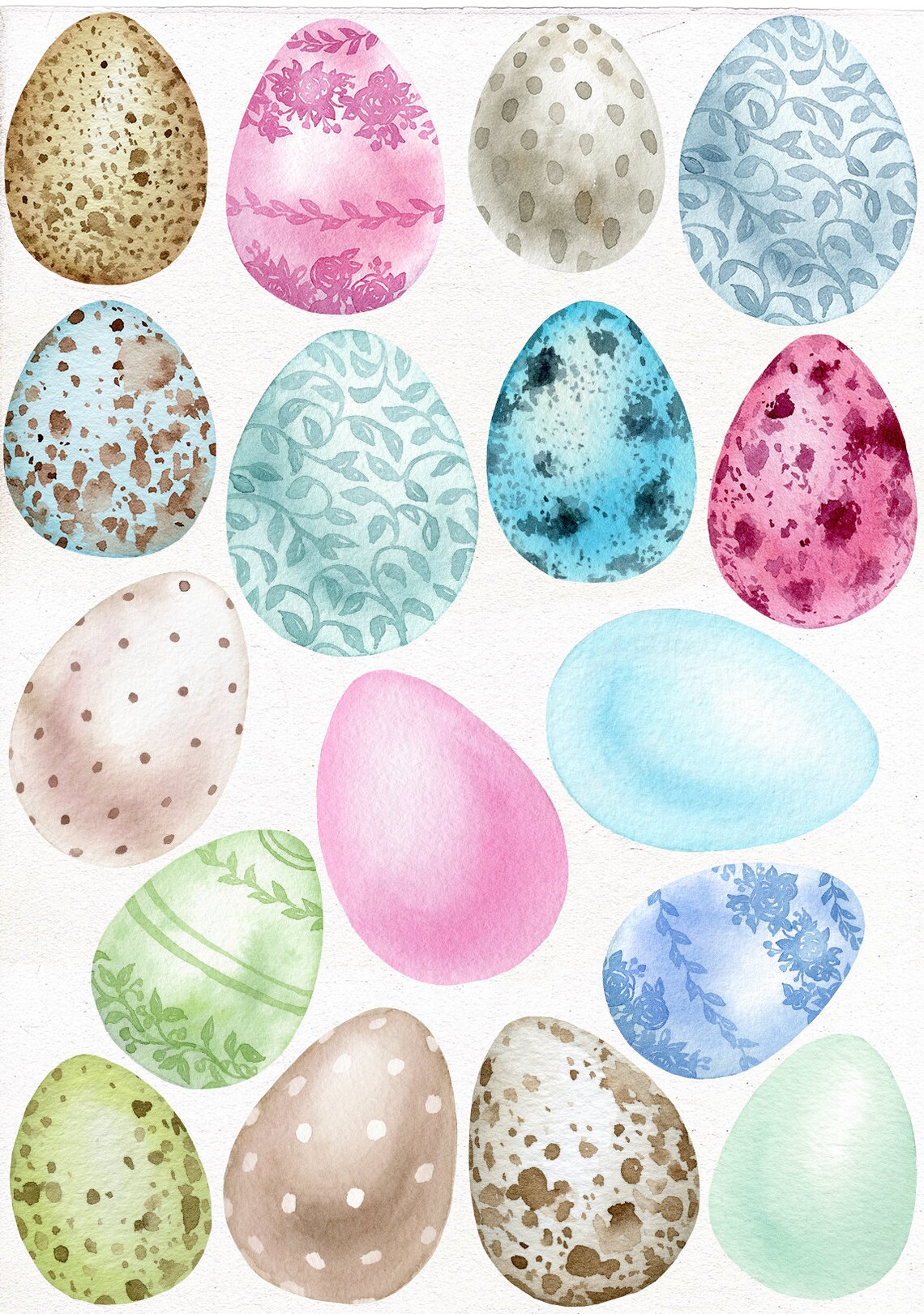 Easter Egg Clip Art Watercolor Colorful Eggs Digital Hand - Etsy
