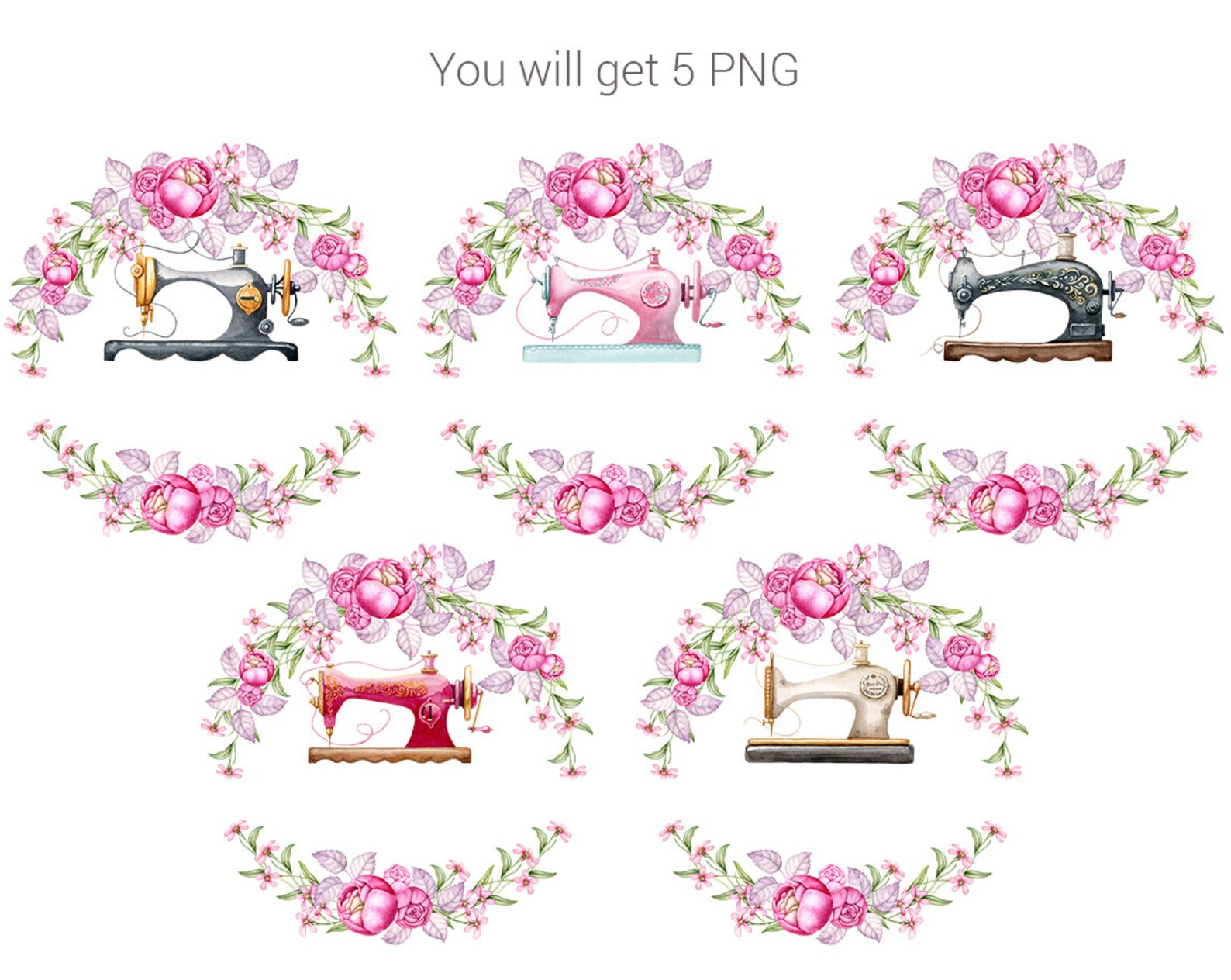 Watercolor Sewing Logo Kit. DIY Logo. 5 Individual Vintage - Etsy