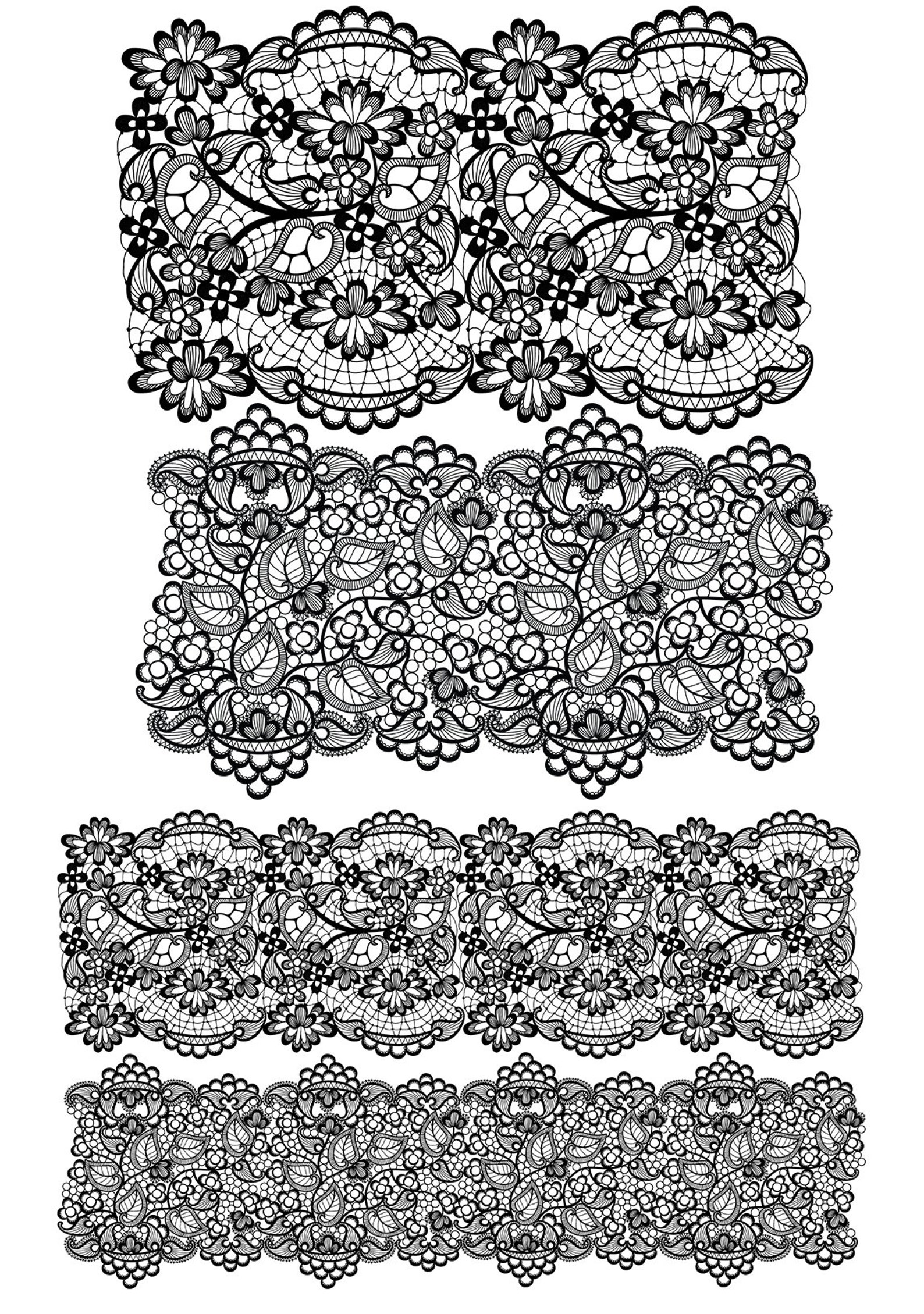 Seamless Vector Black Lace, Tileable Lace, Wedding Invitation Decor ...