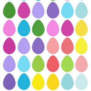 Easter Eggs Colorful PNG Clip Art. Printable Easter Garland Elements ...