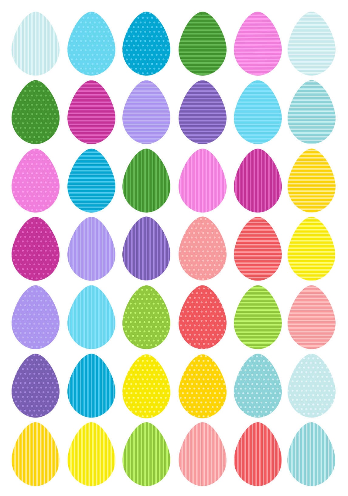 Easter Eggs Colorful PNG Clip Art. Printable Easter Garland Elements ...