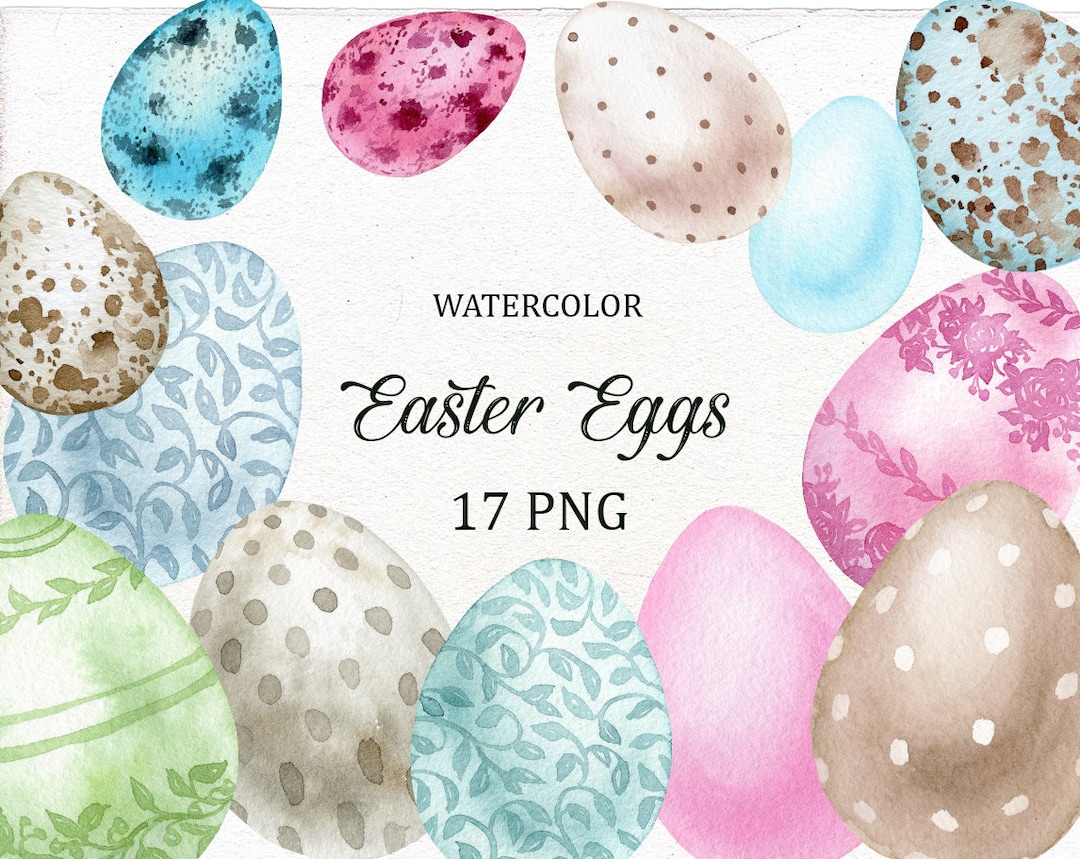 Easter Egg Clip Art, Watercolor Colorful Eggs, Digital Hand Painted ...