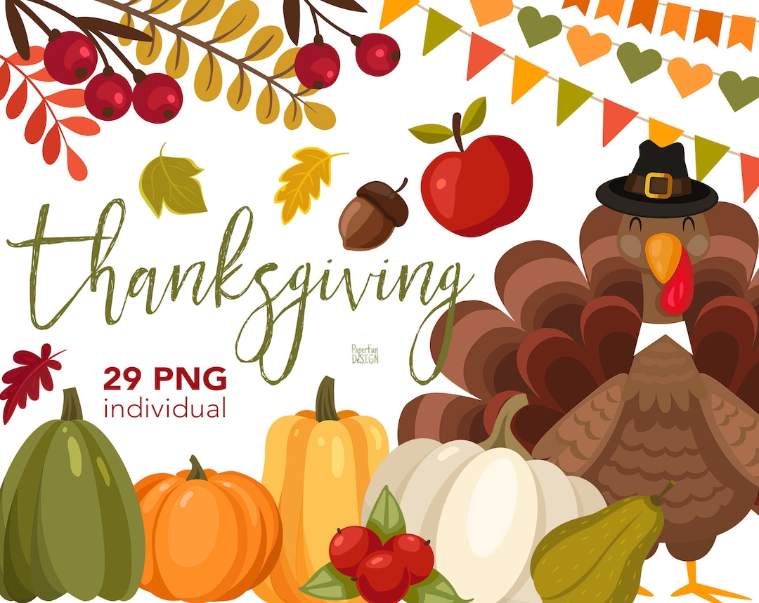 Thanksgiving Individual PNG. Colourful Autumn Clipart, High-resolution ...