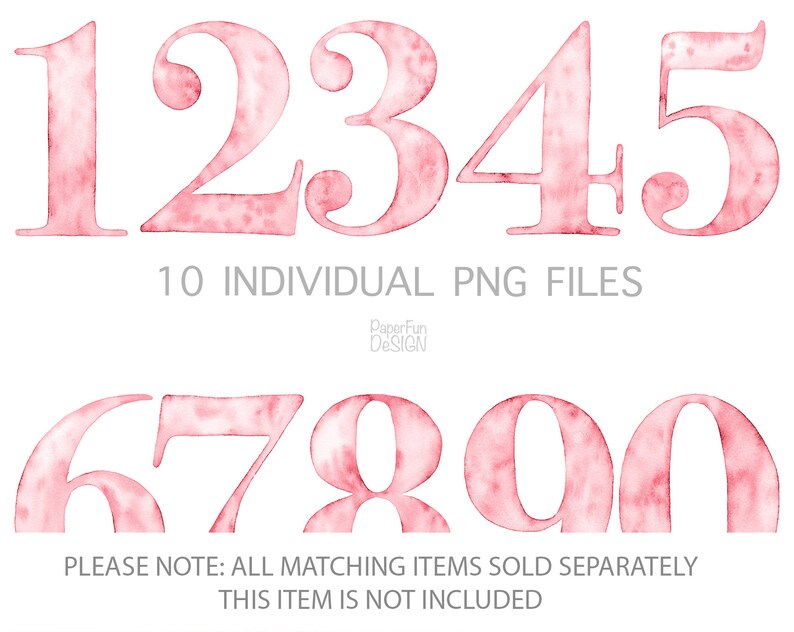 Watercolor Numbers Clipart Floral Number Clip Art. Pink Girls | Etsy UK