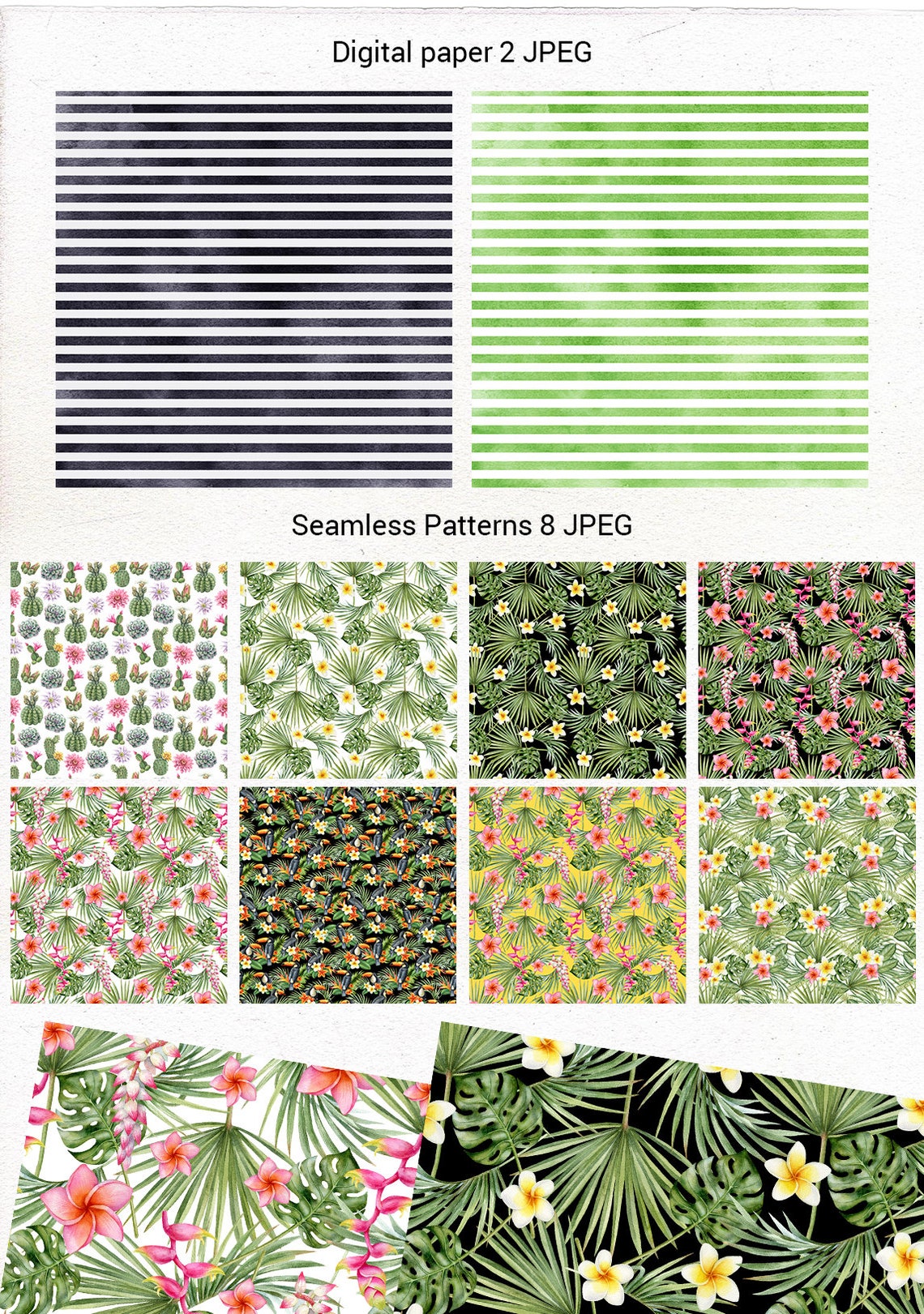 Watercolor Tropical Background. Digital Paper Pack Fabric - Etsy