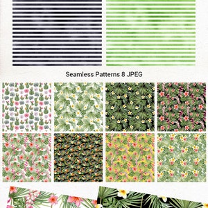 Watercolor Tropical Background. Digital Paper Pack, Fabric Seamless ...