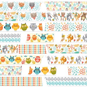 Decorative Woodland Washi Tapes Set Digital Clip Art for Planner ...
