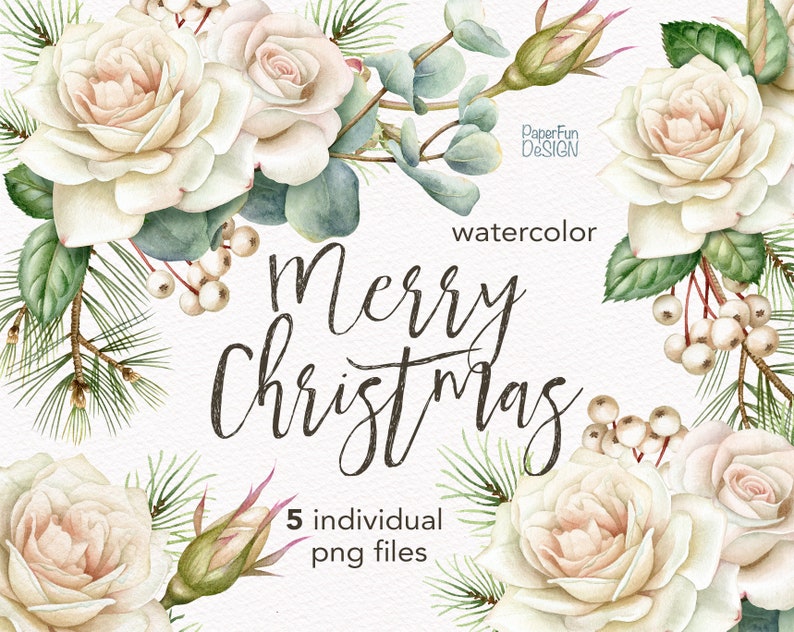Watercolor Christmas Clip Art. High-quality Winter Clipart. Holiday ...