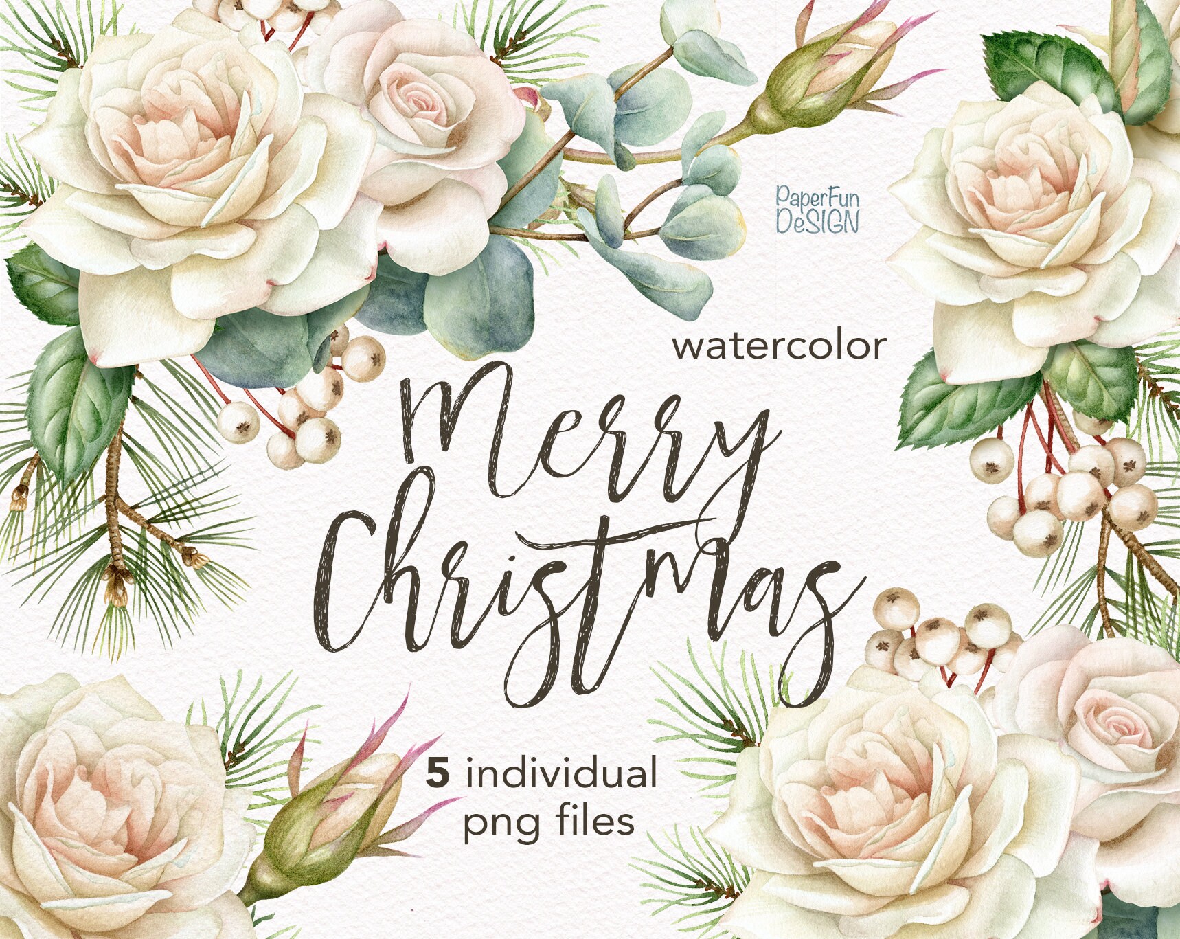 Watercolor Christmas Clip Art. High-quality Winter Clipart. - Etsy