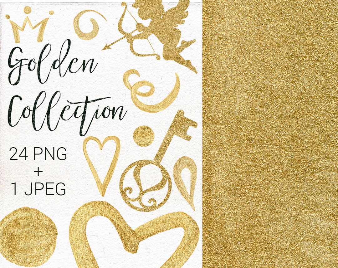 Golden Design Resources. Golden Clip Art and Golden Painted Texture. - Etsy