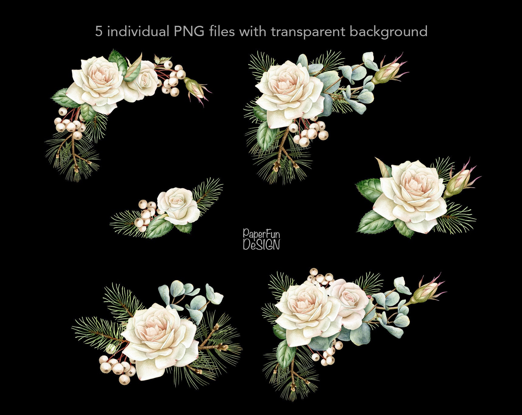 Watercolor Christmas Clip Art. High-quality Winter Clipart. Holiday ...