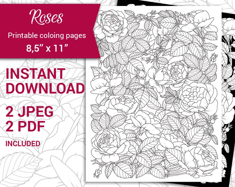 PDF JPEG Digital Adult Coloring Book Botanical Printable - Etsy