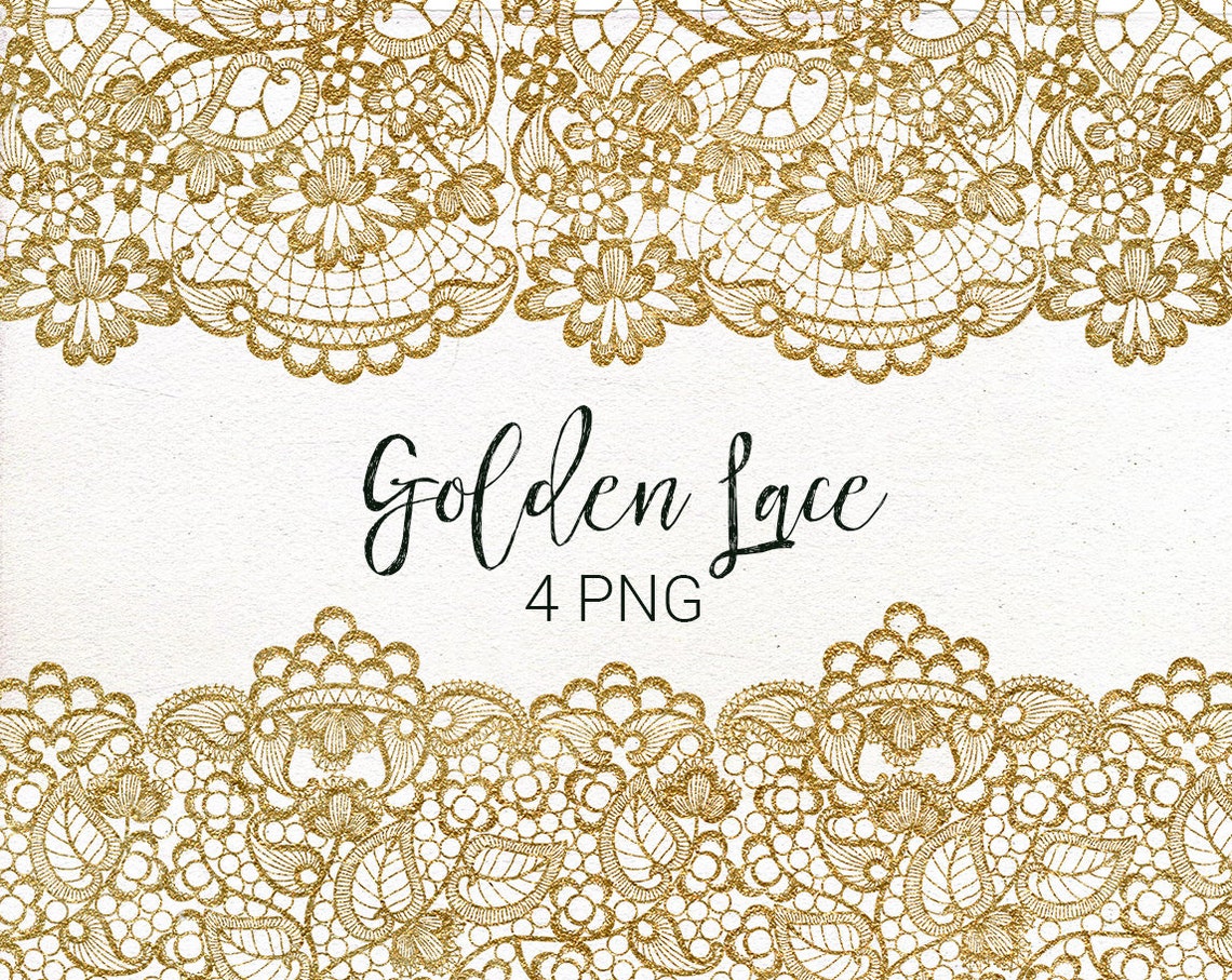 Seamless Golden Lace Clipart Tileable Lace Wedding | Etsy