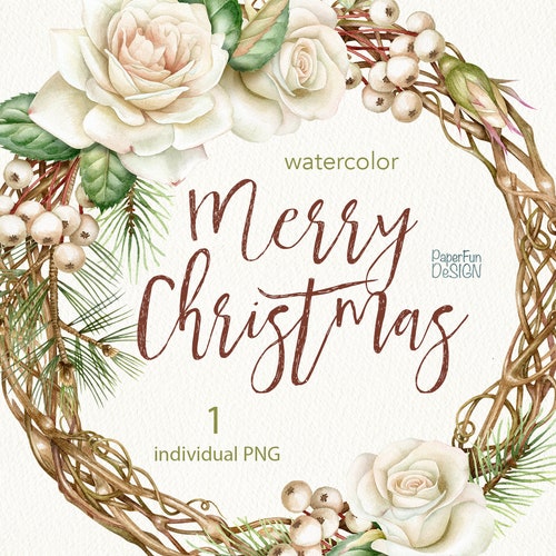 Christmas Wreath Clipart. Watercolor Winter Wreath. Watercolor - Etsy