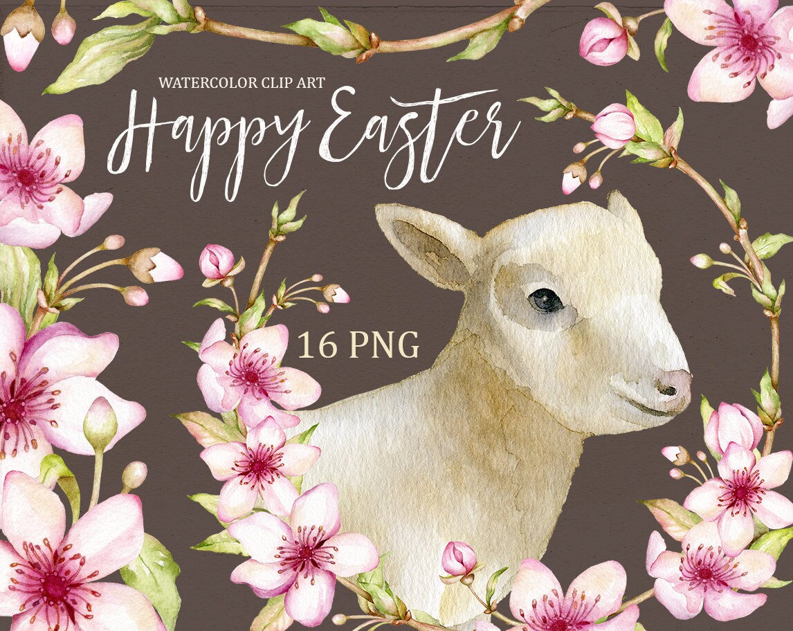 Happy Easter Watercolour Clip Art. Individual Separate PNG - Etsy