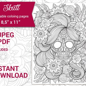 PDF, JPEG Printable Adult Coloring Page. Botanical Printable Coloring ...