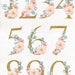 Watercolor Floral Golden Number Clip Art Digital Wedding - Etsy