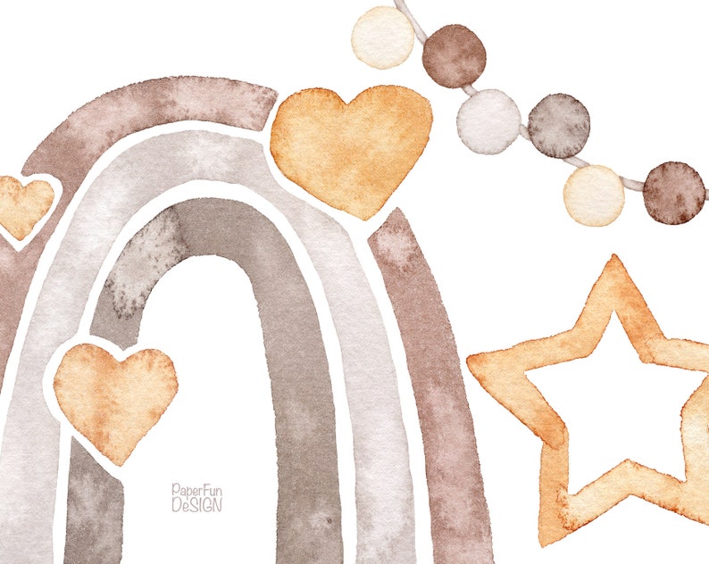 Watercolor Modern Rainbow Clip Art. Neutral Watercolour - Etsy