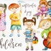 Cute Watercolor Children Clipart. Individual PNG. Cute Funny Happy ...