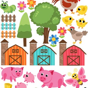 Digital Farm Clip Art. Seamless Pattern, Fabric Pattern, Digital Paper ...