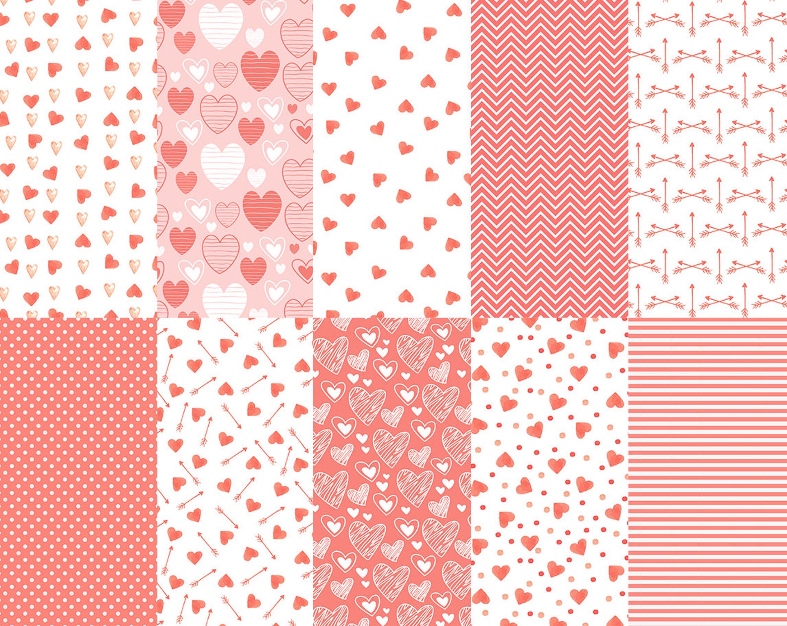 Watercolor Digital Papers. Valentine Red Heart Background. - Etsy