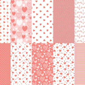 Watercolor Digital Papers. Valentine Red Heart Background. Scrapbook ...