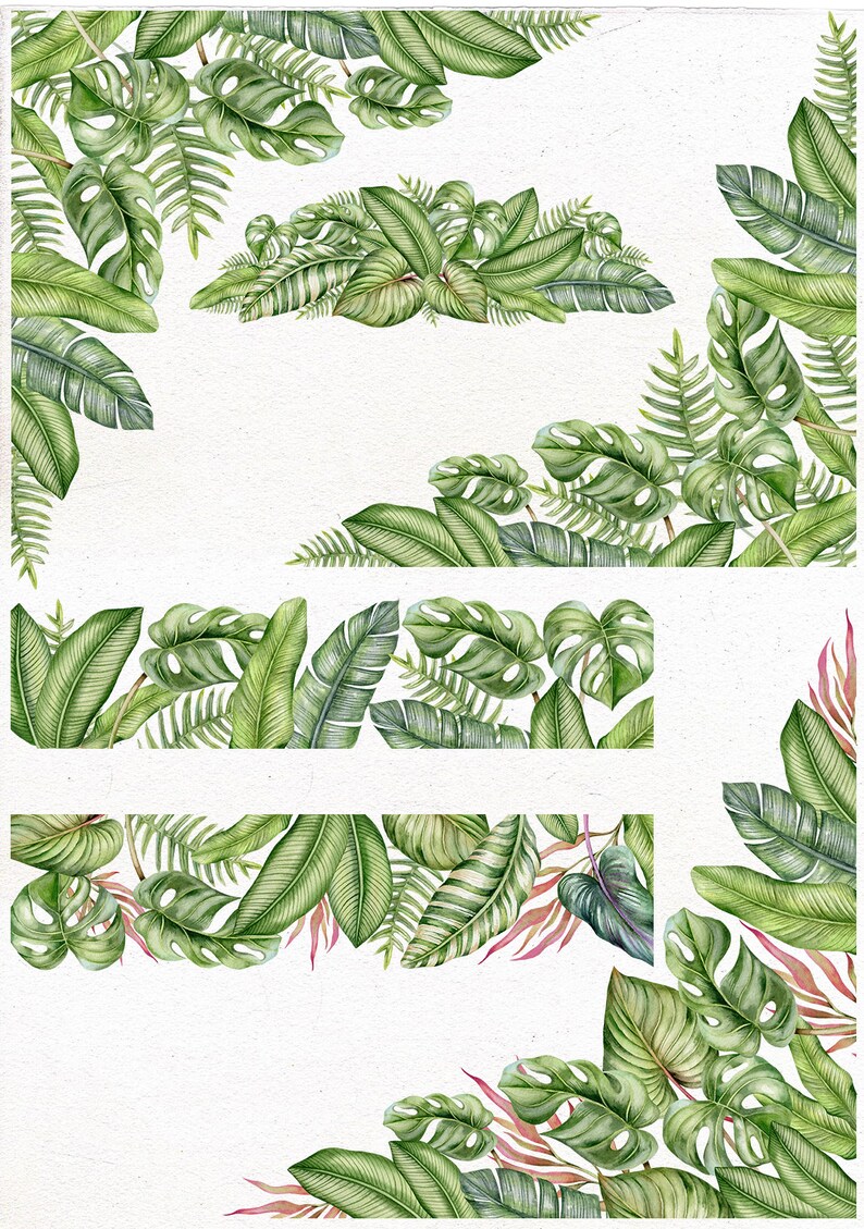 Tropical Bundle Clipart. Watercolor Painted Individual - Etsy