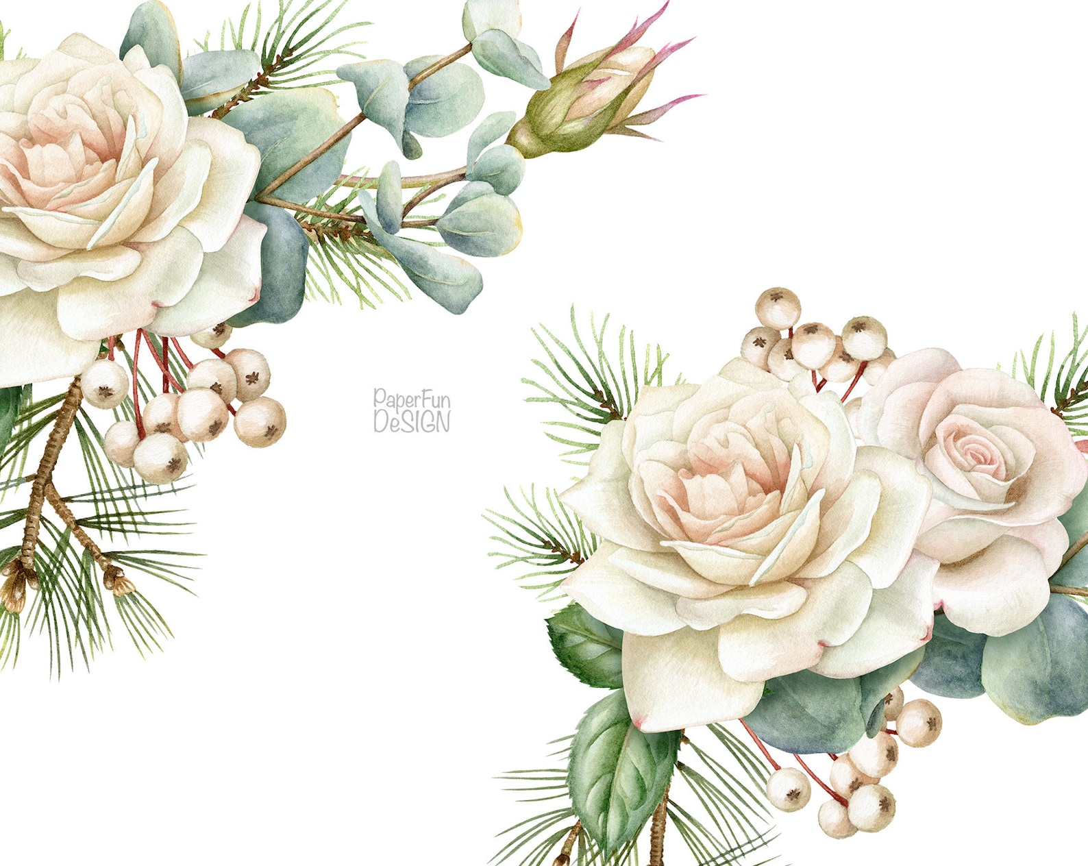 Watercolor Christmas Clip Art. High-quality Winter Clipart. - Etsy