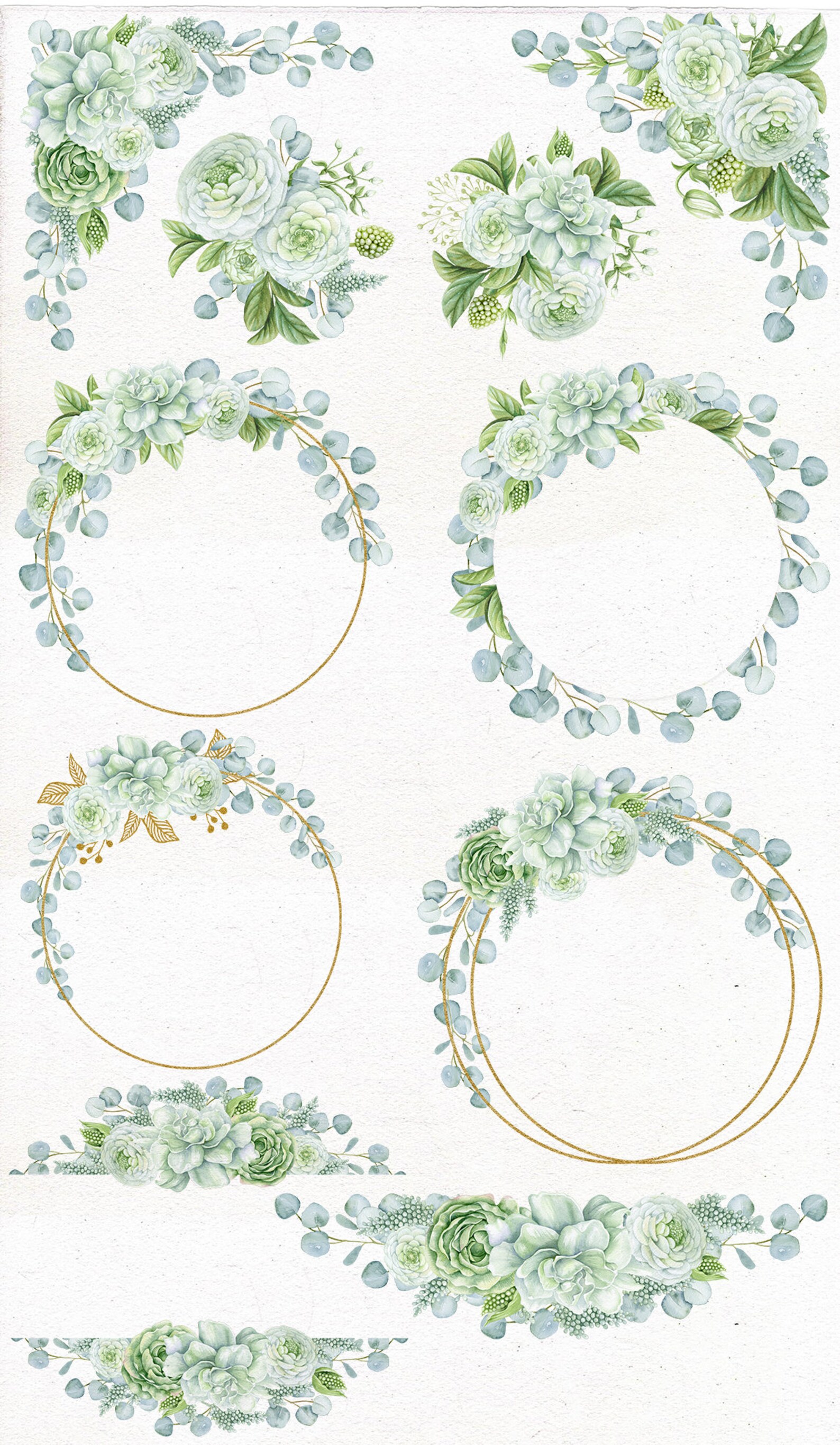 Watercolor Eucalyptus Wreath, Floral Frame Clipart, Digital Clip Art ...