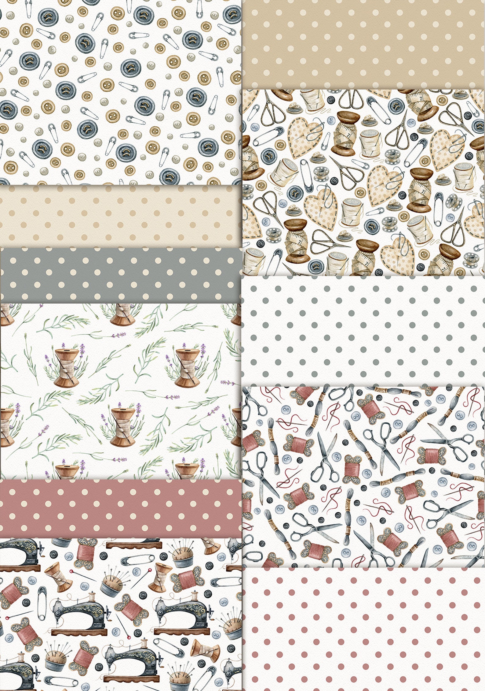 Sewing Digital Paper. Seamless Pattern Digital Background. | Etsy