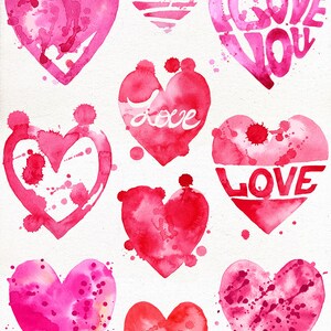 Watercolor Heart Clipart, PNG, Valentine Day Clip Art, Red Heart, Pink ...