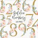 Watercolor Floral Golden Number Clip Art Digital Wedding | Etsy