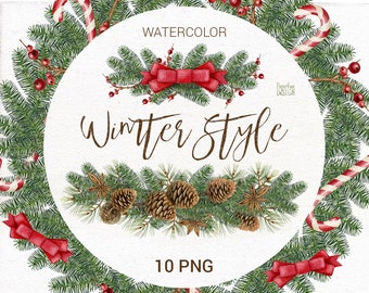 Watercolor Christmas Clip Art. High-quality Winter Frames - Etsy