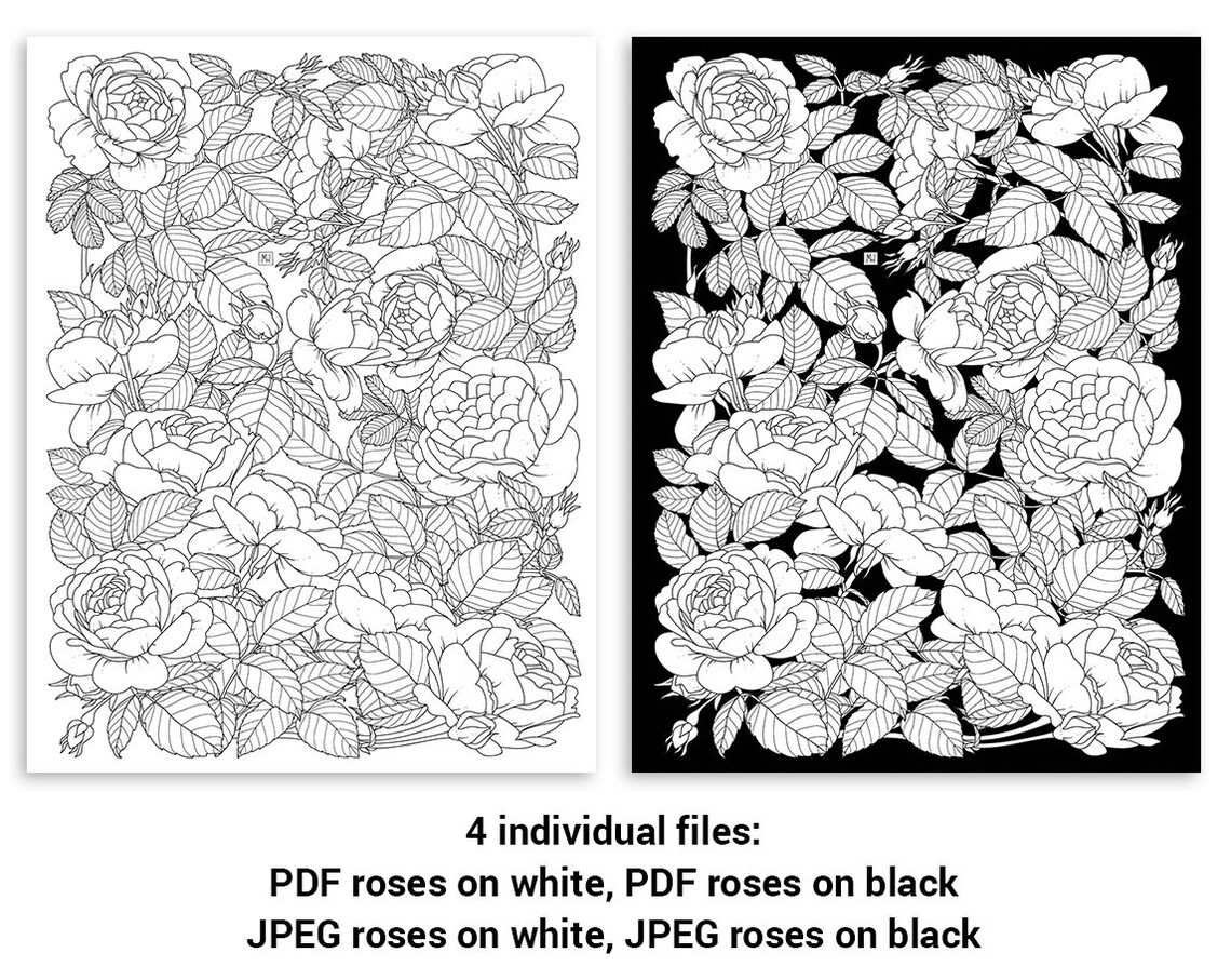 PDF JPEG Digital Adult Coloring Book Botanical Printable | Etsy