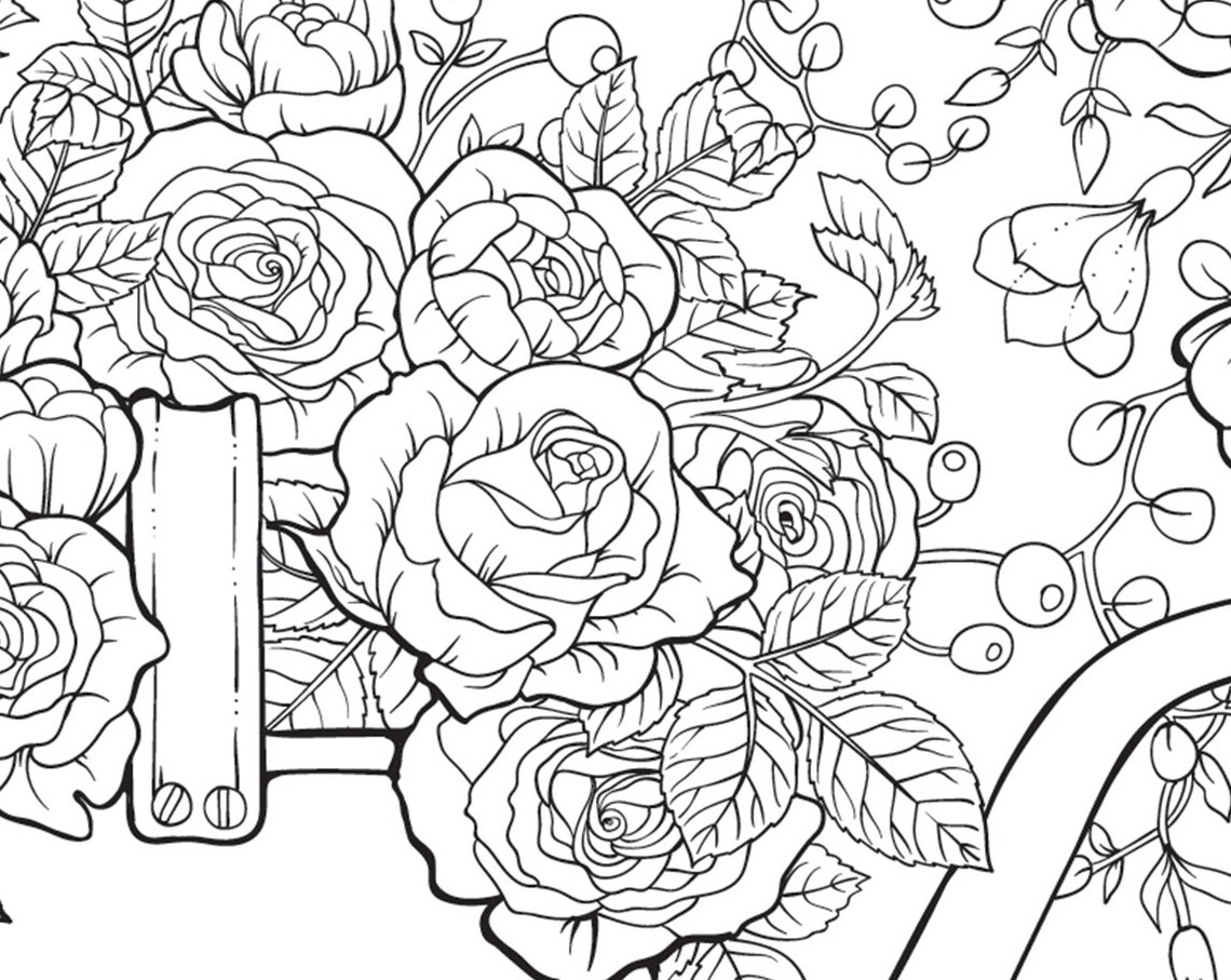 PDF, JPEG Printable Adult Coloring Page. Botanical Printable Coloring ...