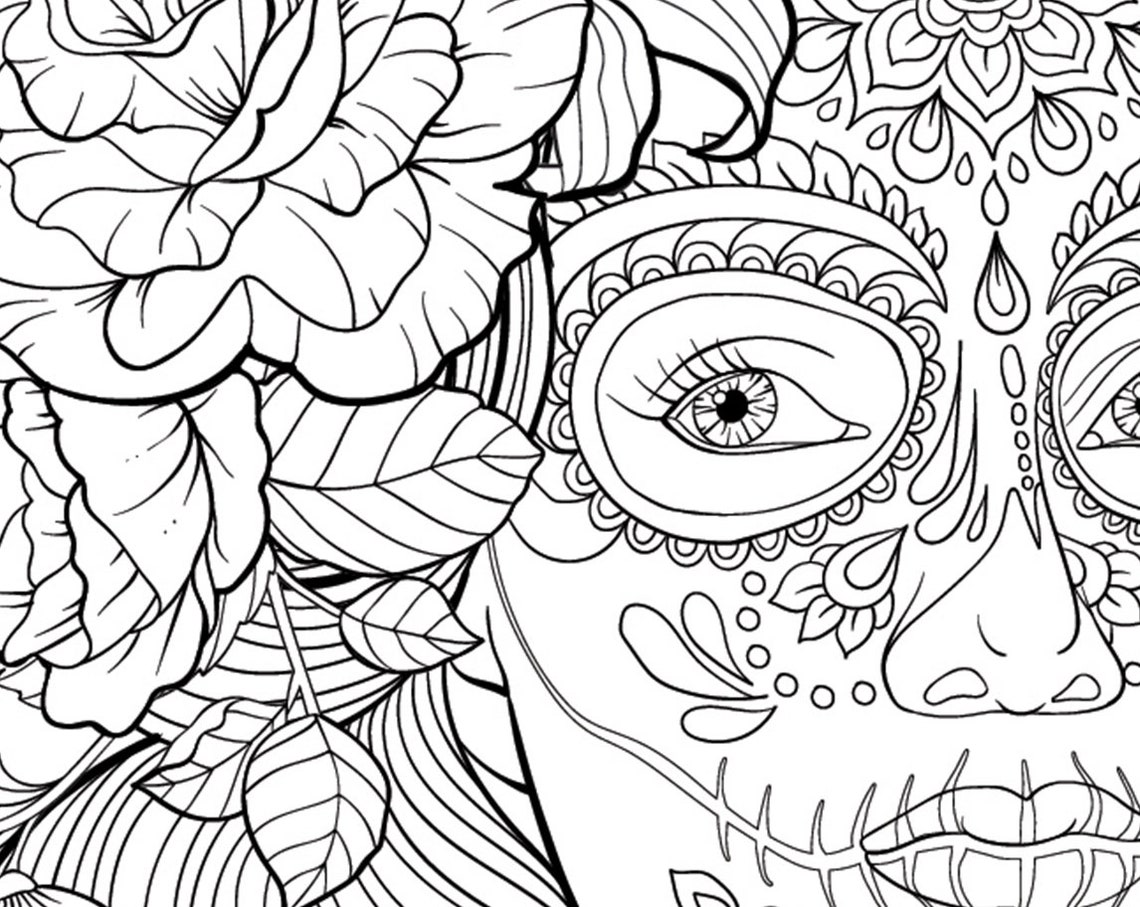 PDF, JPEG Printable Adult Coloring Page. Botanical Printable Coloring ...