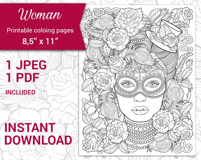 PDF JPEG Printable Adult Coloring Page. Botanical Printable - Etsy