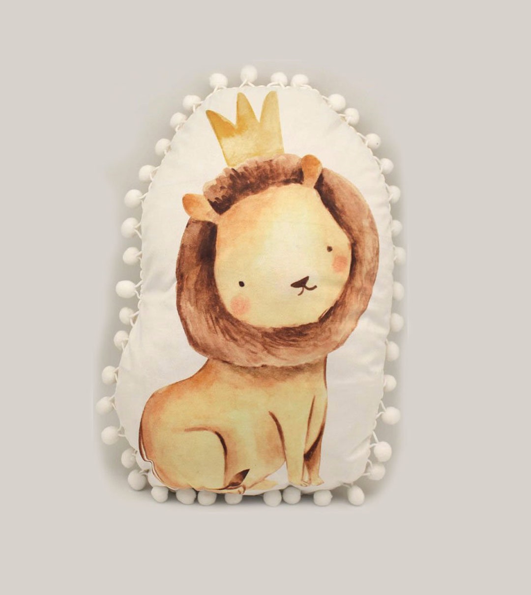 Lion King Cushion With Pom Poms Nursery Pillow Jungle - Etsy