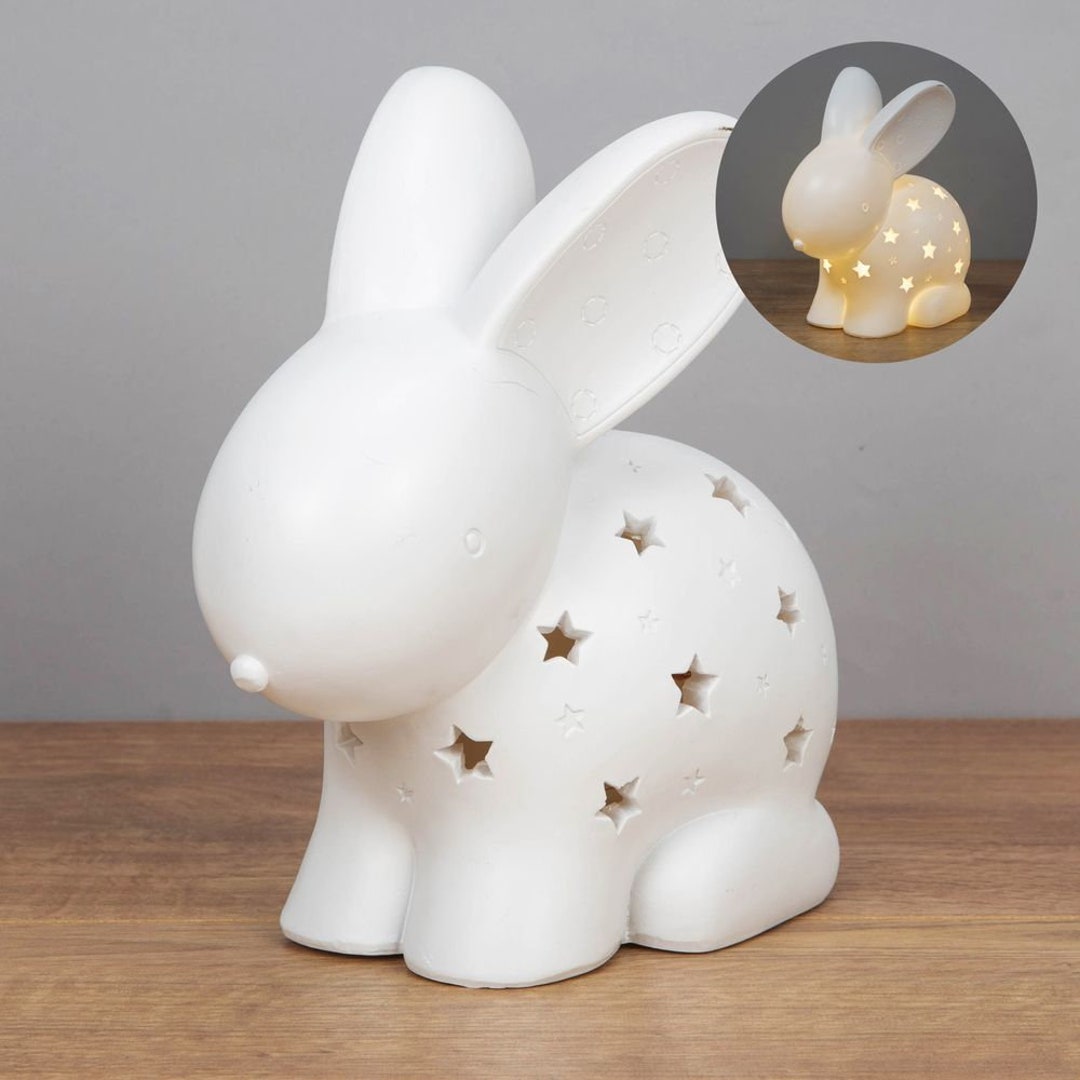 Ceramic Bunny Rabbit Night Light - Etsy