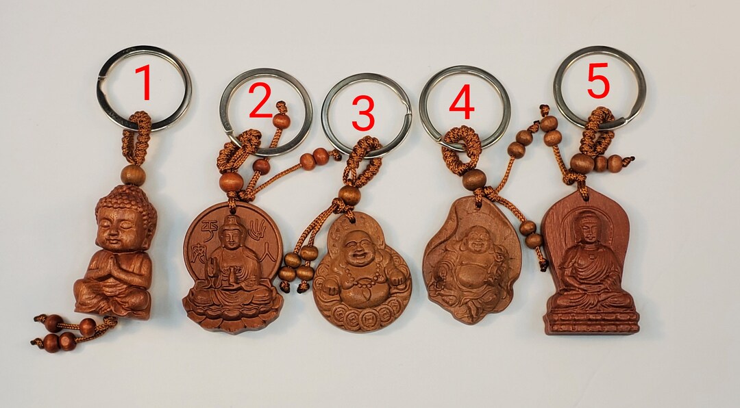 Wood Buddha Keychains - Etsy