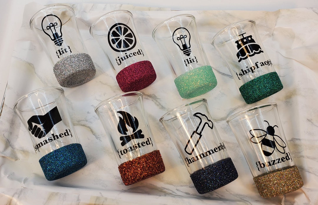 Glittered Bottom Shot Glasses - Etsy