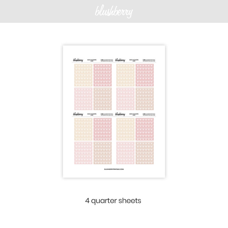 Printable Bow Headers Printable Sticker Kit Planner - Etsy