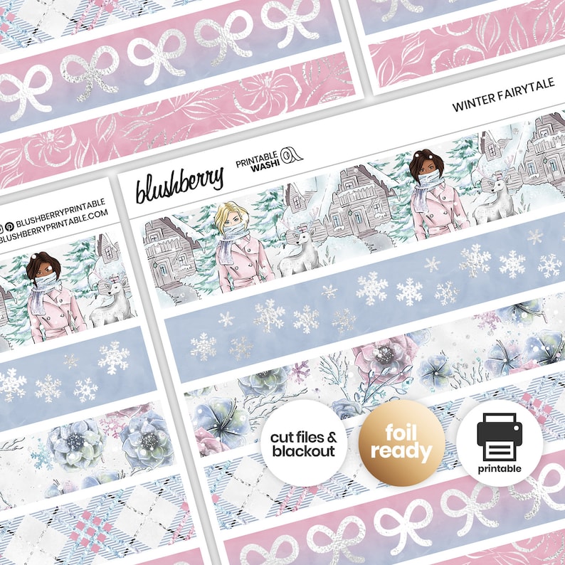 Printable Washi, Winter Washi, Washi Strips, Pastel Washi, Printable ...