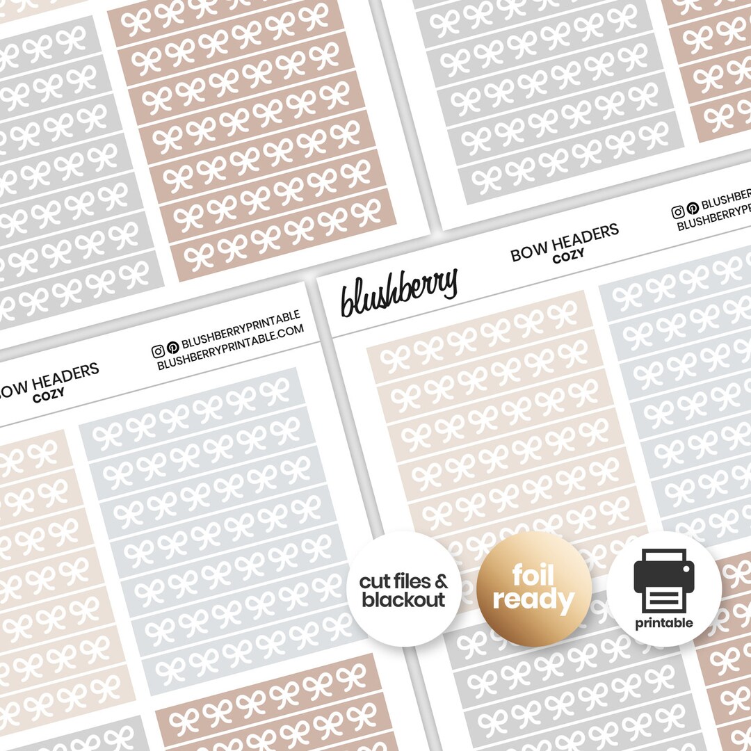 Printable Bow Headers Printable Sticker Kit Planner - Etsy