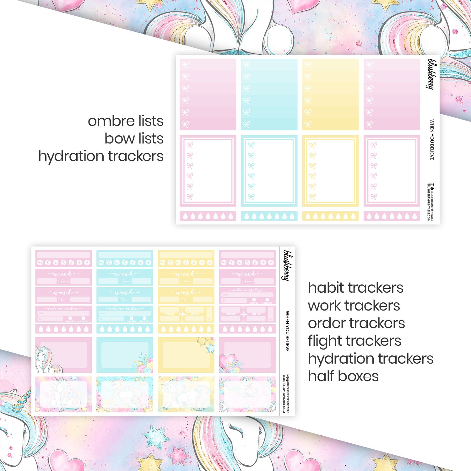 Unicorn Planner Stickers, Unicorns Weekly Kit, Printable Weekly, Erin ...