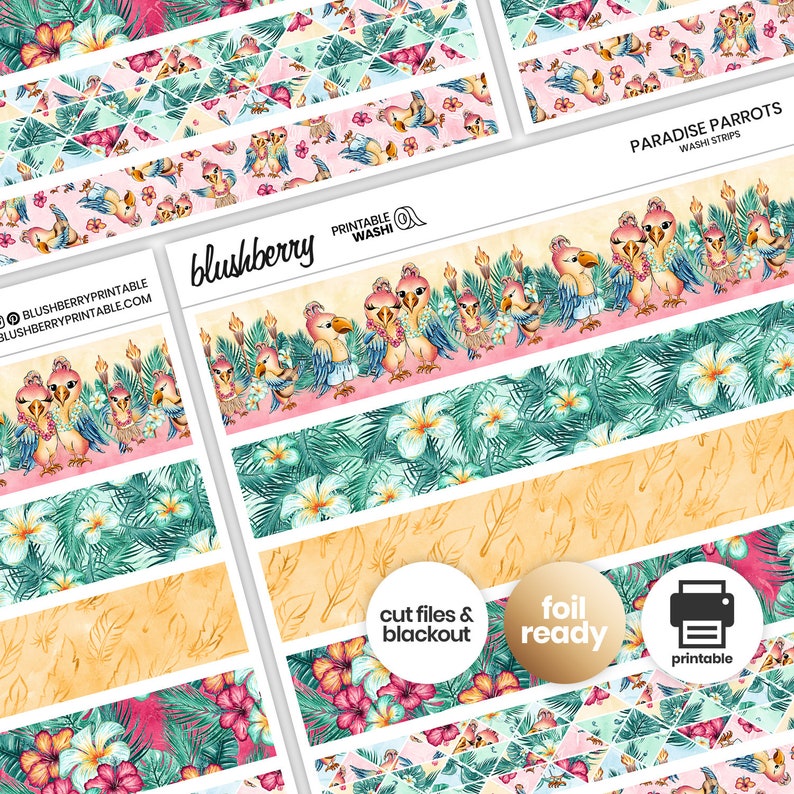 Printable Washi Summer Washi Washi Strips Exotic Washi - Etsy